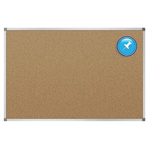 quartet basic cork bulletin board, 48" x 36", aluminum frame with silver finish