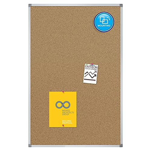 Quartet Basic Cork Bulletin Board, 48" x 36", Aluminum Frame with Silver Finish