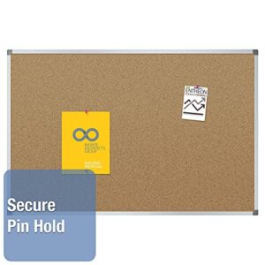 Quartet Basic Cork Bulletin Board, 48" x 36", Aluminum Frame with Silver Finish