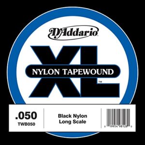 d'addario twb050 nylon tape wound bass guitar single string, 050