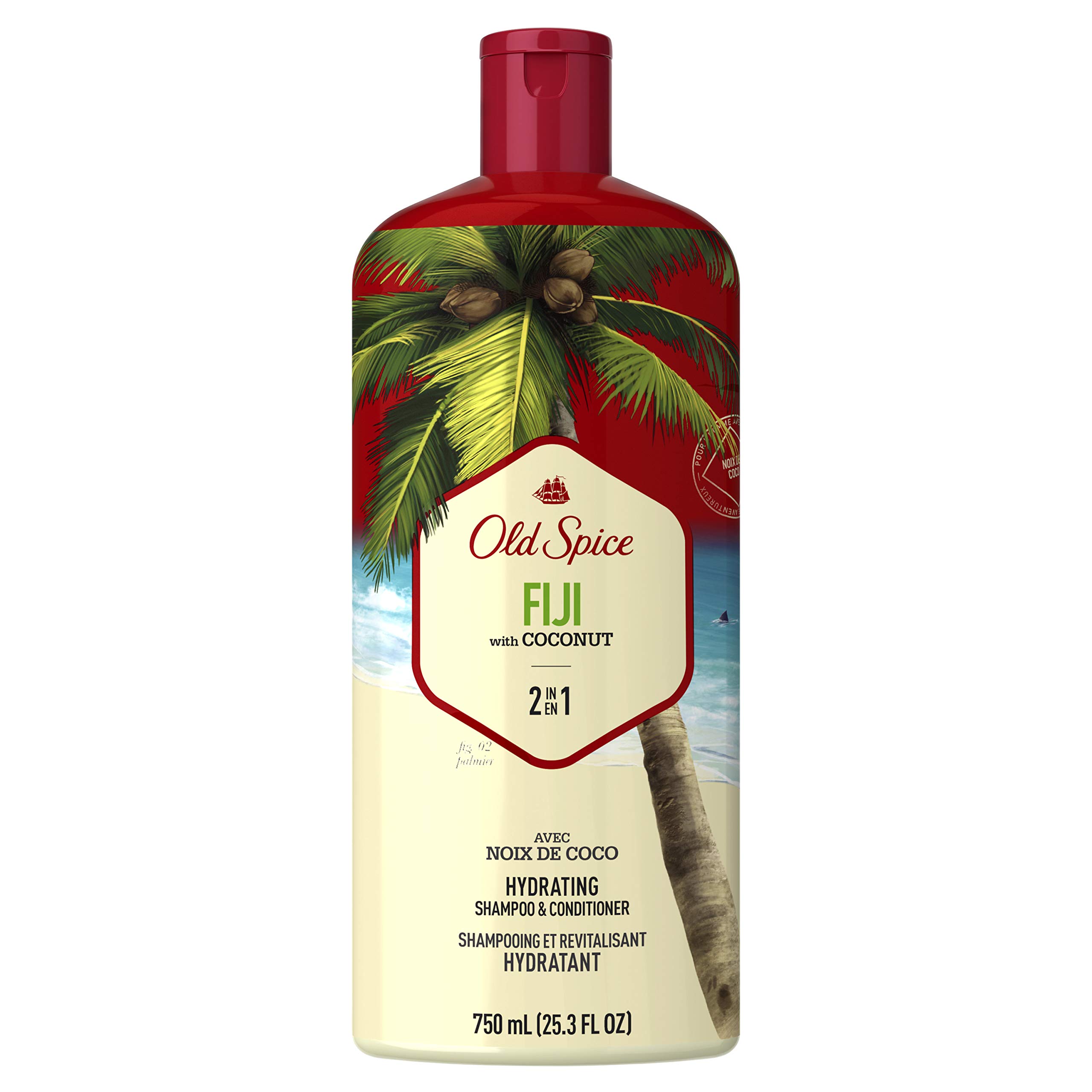 Old Spice Fiji 2 in 1 Mens Shampoo and Conditioner, 25.3 FL OZ