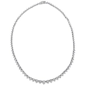 amazon essentials platinum plated sterling silver riviera necklace set with graduated round cut infinite elements cubic zirconia (20.75 cttw), 17" (previously amazon collection)