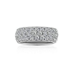 Amazon Collection Platinum-Plated Sterling Silver 3 Row Pave Ring set with Round Infinite Elements Cubic Zirconia (3.45 cttw), Size 8