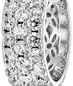 Amazon Collection Platinum-Plated Sterling Silver 3 Row Pave Ring set with Round Infinite Elements Cubic Zirconia (3.45 cttw), Size 8