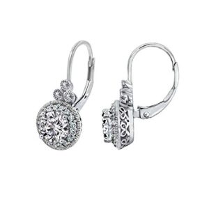 amazon essentials platinum plated sterling silver antique drop earrings set with round cut infinite elements cubic zirconia (3.5 cttw), (previously amazon collection)