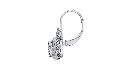 Amazon Essentials Platinum Plated Sterling Silver Antique Drop Earrings set with Round Cut Infinite Elements Cubic Zirconia (3.5 cttw), (previously Amazon Collection)