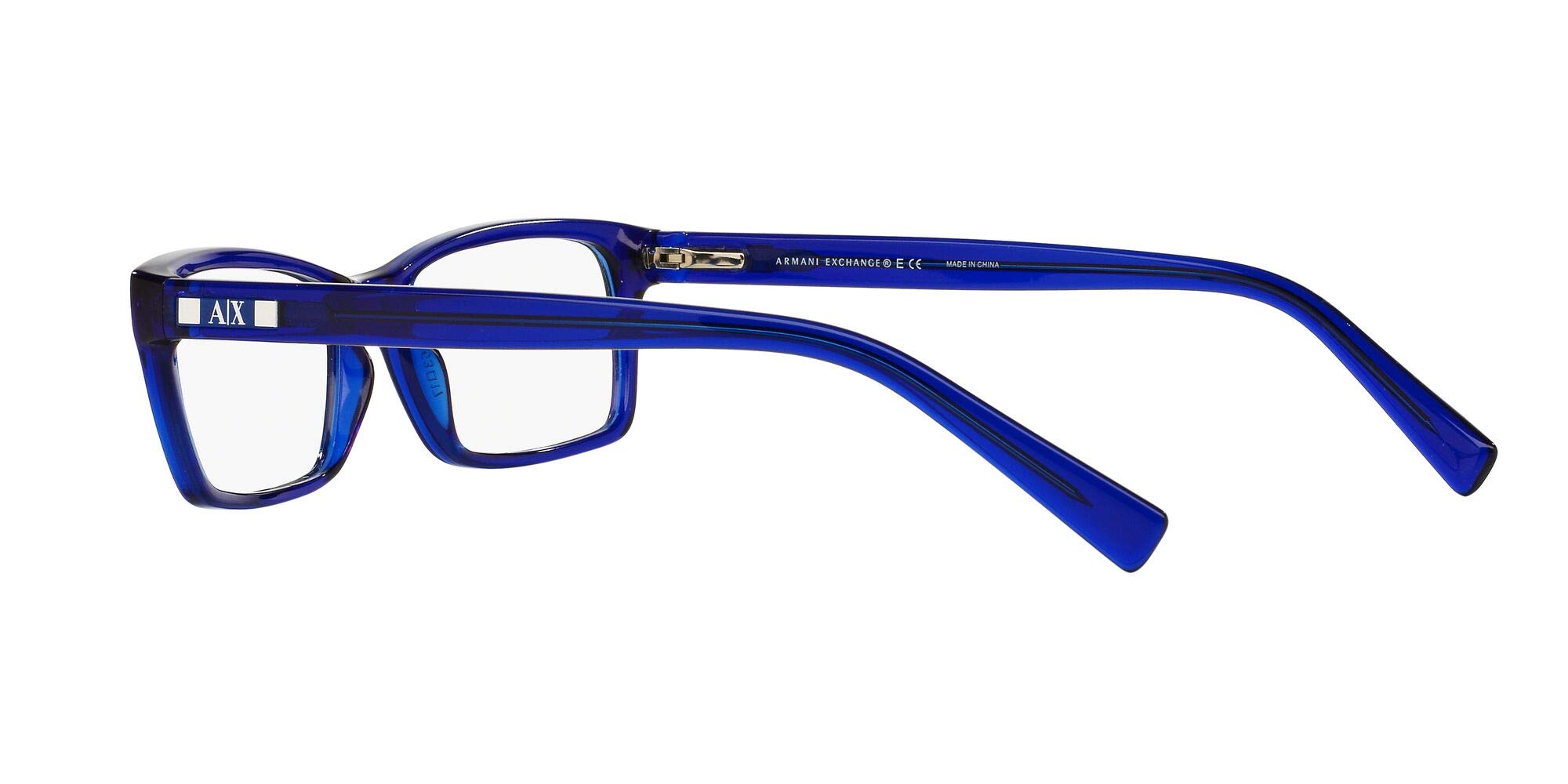 A|X ARMANI EXCHANGE Men's AX3007 Rectangular Prescription Eyeglass Frames, Marine Transparent/Demo Lens, 53 mm