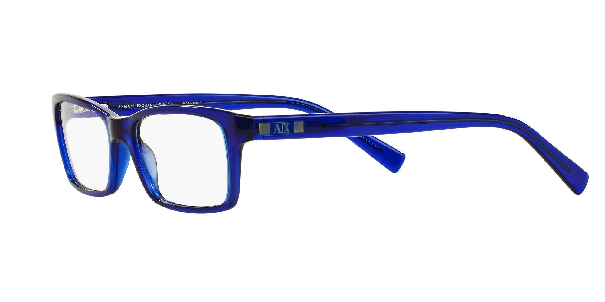 A|X ARMANI EXCHANGE Men's AX3007 Rectangular Prescription Eyeglass Frames, Marine Transparent/Demo Lens, 53 mm