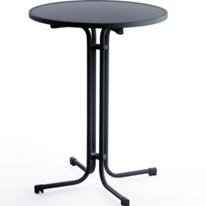 Displays2go 31.5 Inch Round Highboy Table with MDF Top, 42.25 Inch Pub Table with Folding Design (Black)