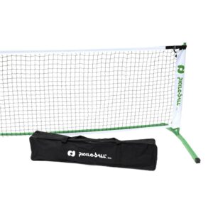 pickleball 3.0 tournament net system - portable, lightweight, and stable pickleball court setup with easy buckle tension system - durable steel construction, wide bent legs mesh net