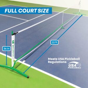 Pickleball 3.0 Tournament Net System - Portable, Lightweight, and Stable Pickleball Court Setup with Easy Buckle Tension System - Durable Steel Construction, Wide Bent Legs Mesh Net