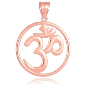 sideways crosses 14k rose gold openwork hindu meditation charm yoga om pendant (rose-gold)