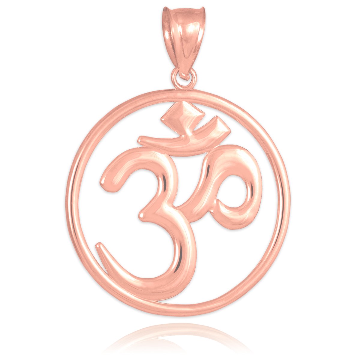 Sideways Crosses 14k Rose Gold Openwork Hindu Meditation Charm Yoga Om Pendant (Rose-gold)