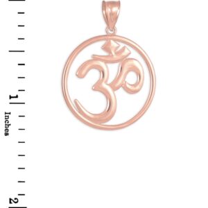 Sideways Crosses 14k Rose Gold Openwork Hindu Meditation Charm Yoga Om Pendant (Rose-gold)