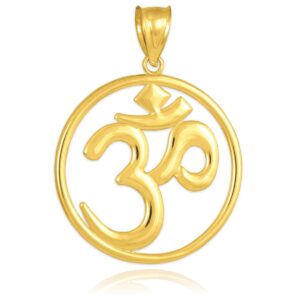 10k gold openwork hindu meditation yoga charm om pendant