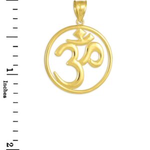 10k Gold Openwork Hindu Meditation Yoga Charm Om Pendant