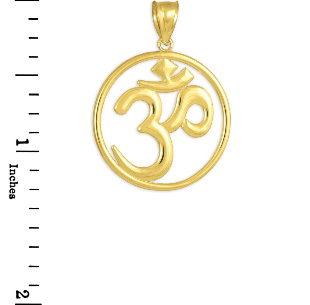 10k Gold Openwork Hindu Meditation Yoga Charm Om Pendant