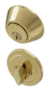 honeywell safes & door locks - single cylinder front door deadbolt lock set - anti-bump resistant dead bolt lock for exterior doors with 2 entry keys - polished brass - 3 x 5 x 8.5 in - 8111009