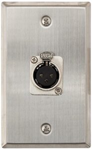 seismic audio speakers single xlr female connector, stainless steel wall plate