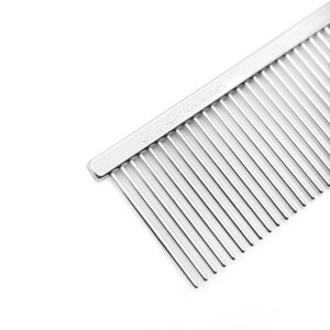 Chris Christensen 005 7.5 inch Fine/Coarse Long Tooth Greyhound-Style Butter Comb, Groom Like a Professional, Rounded Corners Prevent Friction and Breakage, Solid Brass Spin with Steel Teeth, Chrome