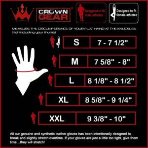 Crown Gear Weightlifting Gloves for Gym Fitness Crossfit Bodybuilding - Workout Weight Lifting Gloves for Men & Women - DOMINATOR Leather Crossfit Training Gloves Wrist Support Wraps (L)