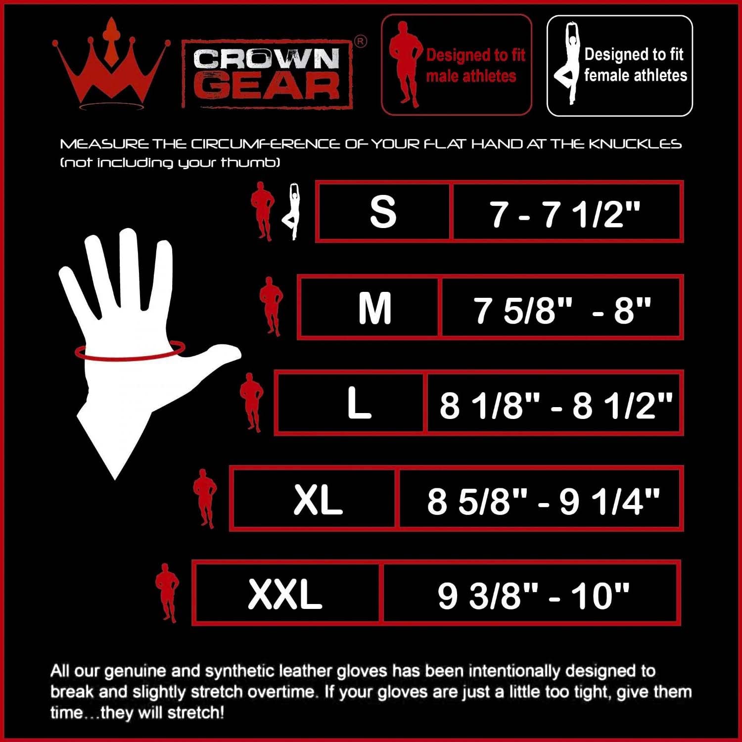 Crown Gear Weightlifting Gloves for Gym Fitness Crossfit Bodybuilding - Workout Weight Lifting Gloves for Men & Women - DOMINATOR Leather Crossfit Training Gloves Wrist Support Wraps (L)