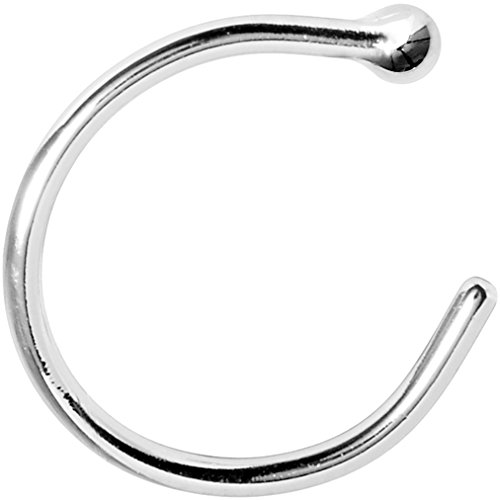 Body Candy 20 Gauge 5/16" Unisex Adult Solid 14k White Gold Nose Hoop Nose Ring Piercing Jewelry