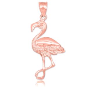 animal kingdom solid 10k rose gold charm pink flamingo pendant