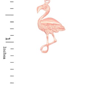 Animal Kingdom Solid 10k Rose Gold Charm Pink Flamingo Pendant