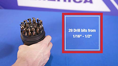 Drill America - DWD29J-CO-PC 29 Piece M35 Cobalt Drill Bit Set in Round Case (1/16" - 1/2" X 64ths), DWDCO Series