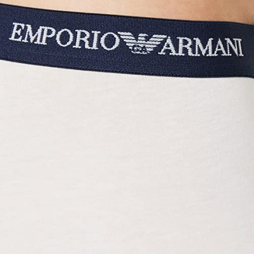 Emporio Armani Men's 2 Pack Cotton Trunk, White/Marine, Medium