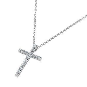 amazon essentials platinum-plated sterling silver cross pendant necklace set with infinite elements cubic zirconia (2 cttw), 18" (previously amazon collection)