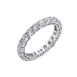 Amazon Essentials Platinum-Plated Sterling Silver All-Around Band Ring set with Round Infinite Elements Cubic Zirconia (3 cttw), Size 6 (previously Amazon Collection)