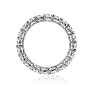 Amazon Essentials Platinum-Plated Sterling Silver All-Around Band Ring set with Round Infinite Elements Cubic Zirconia (3 cttw), Size 6 (previously Amazon Collection)