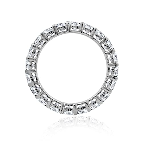 Amazon Essentials Platinum-Plated Sterling Silver All-Around Band Ring set with Round Infinite Elements Cubic Zirconia (3 cttw), Size 6 (previously Amazon Collection)