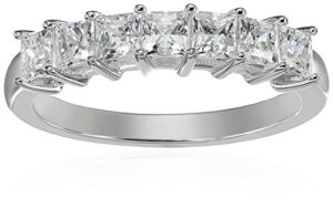 amazon essentials platinum-plated sterling silver infinite elements cubic zirconia 1 cttw princess ring,size 7 (previously amazon collection)