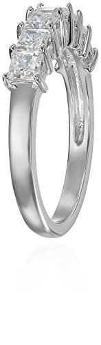 Amazon Essentials Platinum-Plated Sterling Silver Infinite Elements Cubic Zirconia 1 cttw Princess Ring,Size 7 (previously Amazon Collection)