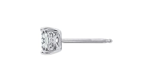 Amazon Essentials Platinum Plated Sterling Silver Stud Earrings set with Princess Brilliant Cut Infinite Elements Cubic Zirconia (1 cttw), (previously Amazon Collection)