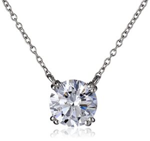 amazon collection platinum-plated sterling silver infinite elements cubic zirconia 3 ct round solitaire pendant