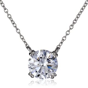 Amazon Collection Platinum-Plated Sterling Silver Infinite Elements Cubic Zirconia 3 ct Round Solitaire Pendant