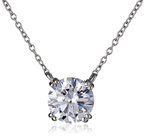 Amazon Collection Platinum-Plated Sterling Silver Infinite Elements Cubic Zirconia 3 ct Round Solitaire Pendant