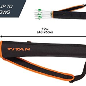 Allen Company Youth Archery Back Arrow Quiver - Compact and Adjustable Sling Design - Ideal Arrow Holder for Young Archers - 19 Inches Long - Fits 14 Arrows - Orange/Black