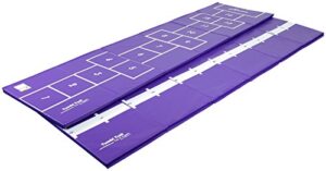 tumbl trak hopscotch mat, purple with hopscotch squares on one side and numbered line on the other side for long jump, 3-feet width x 12-feet length x 1-3/8-inch height