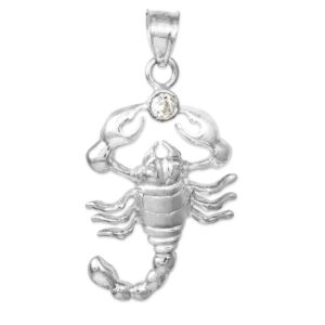 10k white gold high polish solitaire scorpion charm (white-gold)