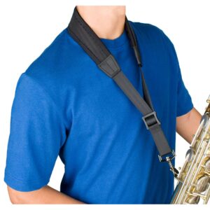 protec nls305m 24-inch ballistic neoprene less-stress saxophone neck strap with coated metal hook,black