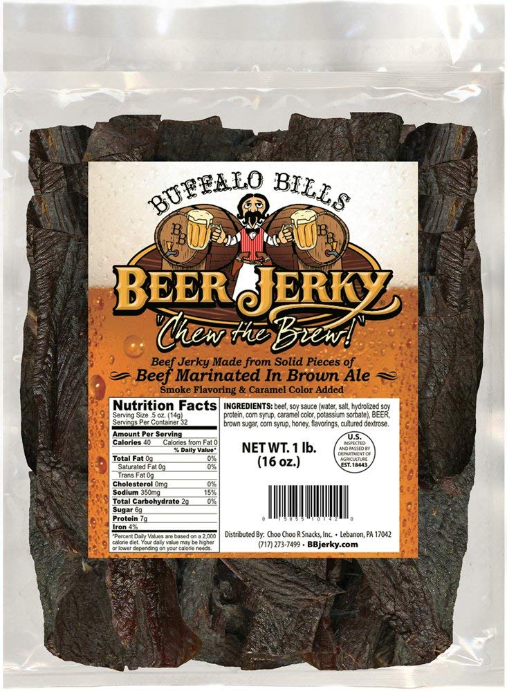 Buffalo Bills 16oz Premium Beer Jerky Pieces (beef jerky marinated in Honey Brown Ale)