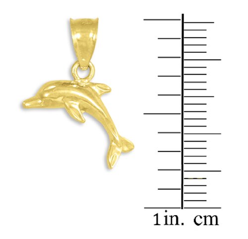 Sea Life Collection 10k Yellow Gold High Polish Jumping Dolphin Pendant