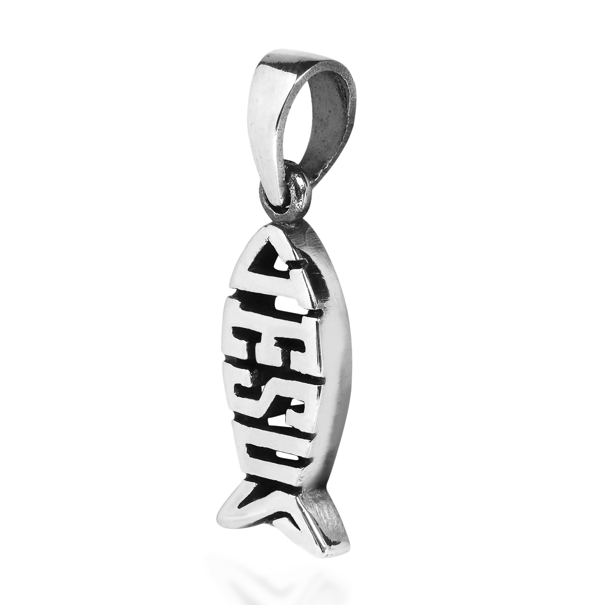 AeraVida Jesus Fish Ichthys Christian Symbol .925 Silver Pendant or Charm