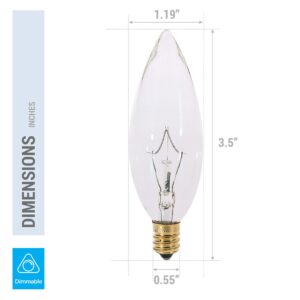 KOR (Pack of 6) Clear European Base (E14) Torpedo Tip 120V Chandelier Bulbs - Straight Tip (25)