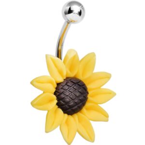 body candy stunning sunflower belly ring 14 gauge